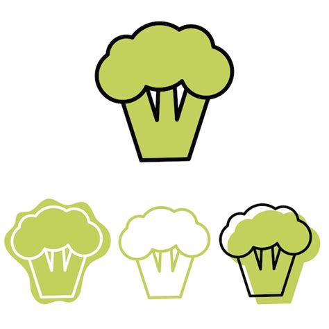 흰색 배경에 고립 된 선 스타일의 브로콜리 아이콘 프리미엄 벡터