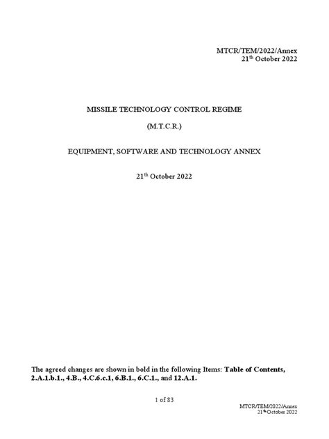 Mtcr Tem Technical Annex 2022 10 21 Final Pdf Computers Technology And Engineering