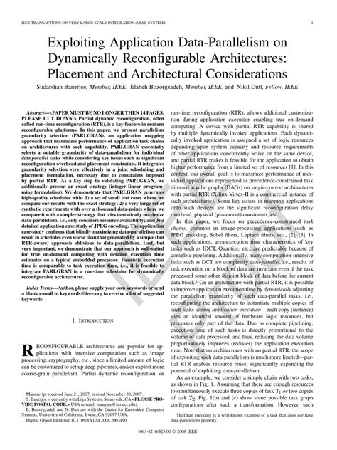 Pdf Exploiting Application Data Parallelism On Dynamically Reconfigurable Architectures