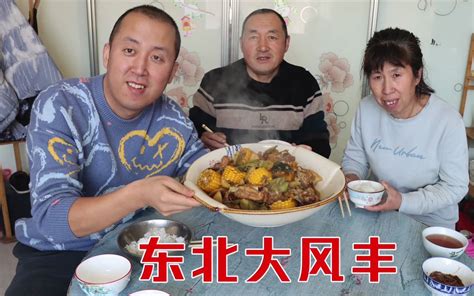 东北菜大丰收，有荤有素一锅炖，菜上桌仨人围着吃，满满家乡味道 百味大彭 百味大彭 哔哩哔哩视频