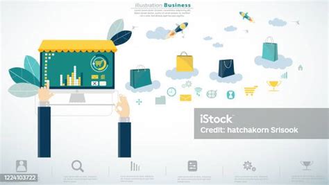 손 제스처 를 잡고 컴퓨터 플랫 스타일 아이콘 종이 가방 종이 로켓 접기 인포 그래픽 템플릿과 온라인 쇼핑 개념을 사용하여 0명에 대한 스톡 벡터 아트 및 기타 이미지