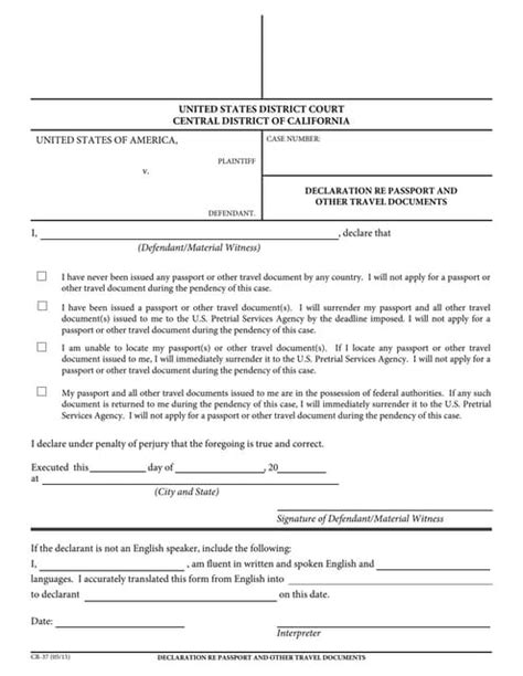 Declaration Of Passport And Other Travel Documents Pdf