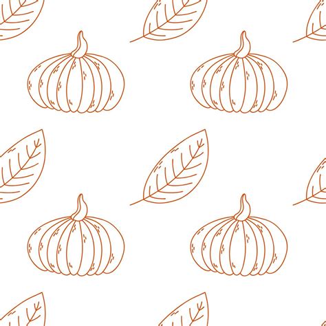Premium Vector Seamless Pattern Of Autumn Pumpkin And Leavf Autumn