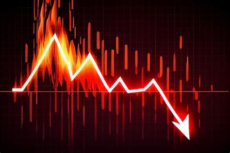 Premium Photo Financial Market Graph Chart Going Down Trend Red Arrow Down With Fire Explosion