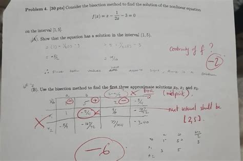 solved problem 4 [30 pts] consider the bisection method to