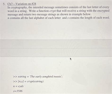 Solved 5 Ch7− Variation On 28 In Cryptography The