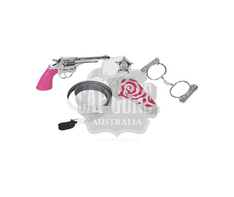 Gonher Cowgirl Dress Up Set Toy Revolver Holster And Cuffs Cap Guns