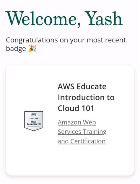 Yash Upadhyay On Linkedin I Recently Earned Introduction To Aws Cloud