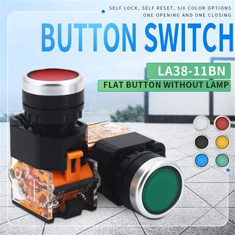 1pcs La38 11bn Button Switch Self Locking Start Power Switch Self Returning Jog Button 22mm Self