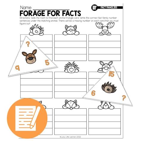 Lucky To Learn Math Fact Families Lesson 218 Independent Practice Forage For Facts