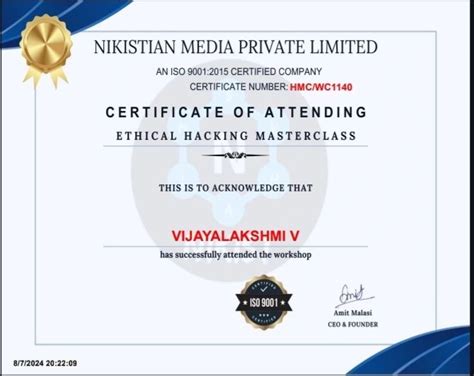 Vijayalakshmi V On Linkedin Ethicalhacking Cybersecurity Learning