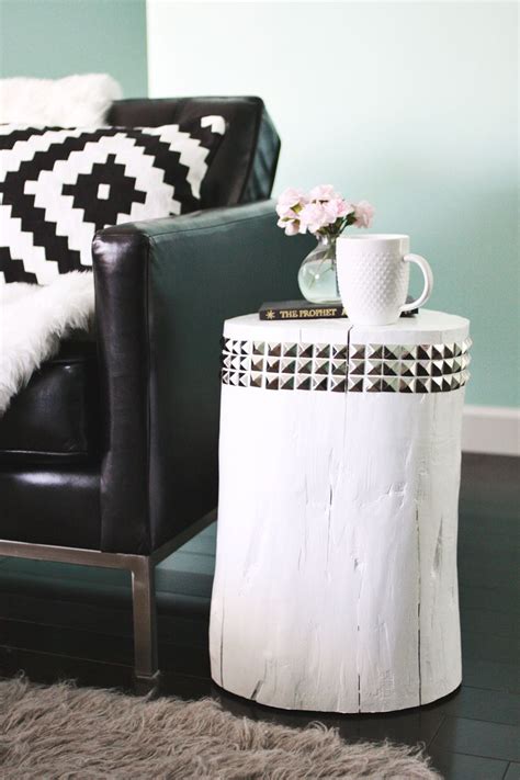 DIY Studded Tree Stump Side Table A Beautiful Mess