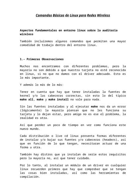 Doc Comandos Básicos De Linux Para Redes Wireless Dokumen Tips