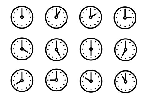 Clock Icon Set Of Wall Clocks For Every Hour 25453787 Vector Art At Vecteezy