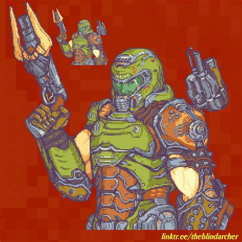 [oc] Doom Slayer Half Body Pixel Art R Doom