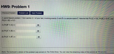 Solved HW9 Problem 1 Previous Problem Problem List Next Chegg Com