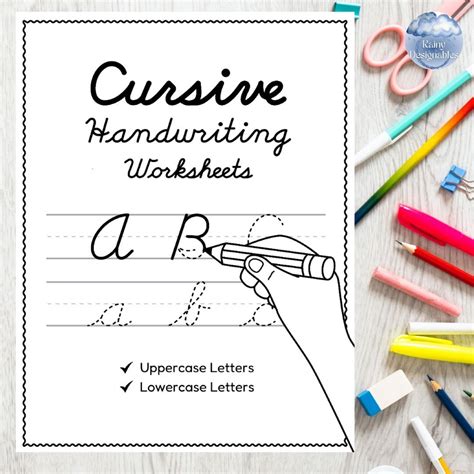 Cursive Handwriting Practice Pages A Z Tracing Worksheets Instant