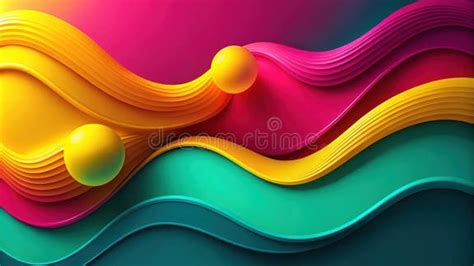 Abstract Colorful Waves With Spheres Vibrant Design Background Generative Ai Stock Illustration