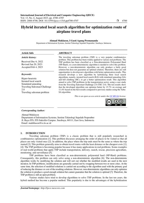 Pdf Hybrid Iterated Local Search Algorithm For Optimization Route Of