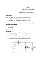 Week Lab Diode Limiters OL Docx EET Semiconductor Devices Experiment Diode Limiters