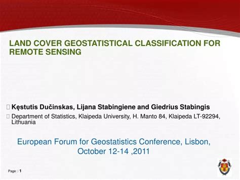 Ppt Geostatistical Classification For Remote Sensing Imagery Analysis