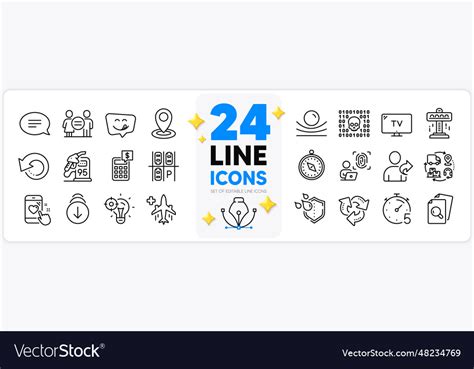 Icons Set Of Inspect Timer And Equality Line Vector Image