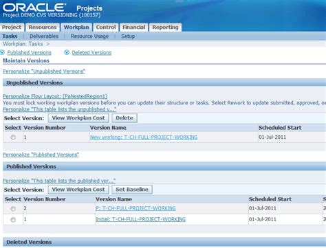 Rollback A Previous Workplan Version In Project Management Oracle Ebs