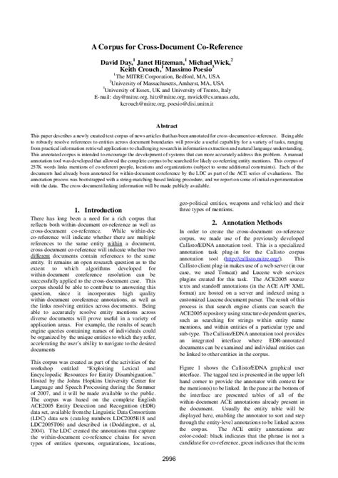 Pdf A Corpus For Cross Document Co Reference