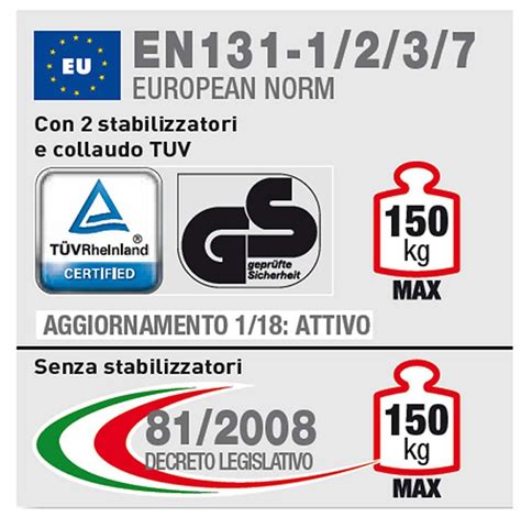 Scala a castello Facal Castiglia CA3 150 in alluminio con ruote 6 gradini più pedana