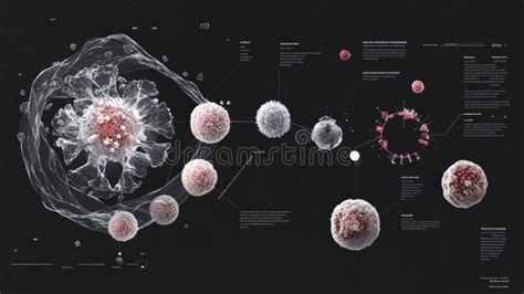 Stages Of A Virus Lifecycle Illustrated Through Scientific Visualization Showing Penetration