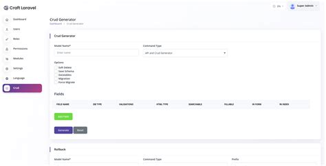 Craft Laravel Admin Panel Crud Builder Users Role Permissions And Settings By Quebix Technology