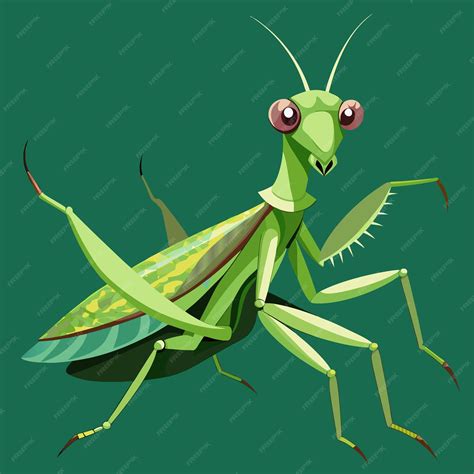 A Green And Yellow Grasshopper With A Green Background Premium Ai Generated Vector