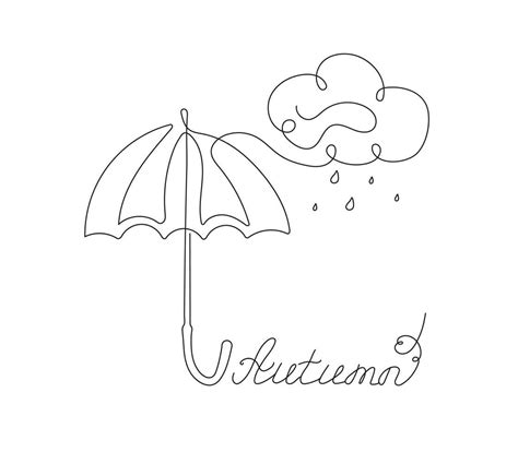 Umbrella Line Art Cloud Rain Autumn Banner Autumn Season Rainy