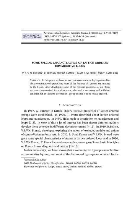 Pdf Some Special Characterstics Of Lattice Ordered Commutative Loops