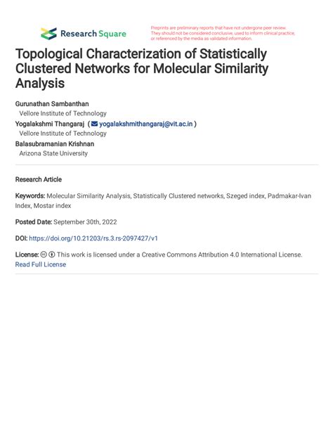 Pdf Topological Characterization Of Statistically Clustered Networks