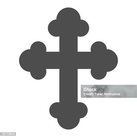 정통 또는 가톨릭 십자가 단단한 아이콘 해피 부활절 개념 흰색 배경에 십자가의 기독교 상징 모바일 및 웹에 대한 글리프 스타일의 종교 십자가 아이콘 벡터 그래픽 0명에 대한