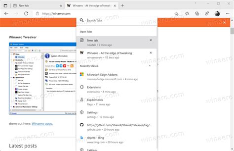 Edge Canary Gets A Dedicated Tab Search Button