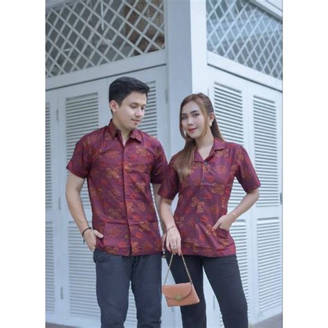 Jual Couple Kemeja Endek Print Cewek Cowok Atasan Aja Shopee Indonesia