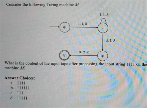 Solved Consider The Following Turing Machine M What Is The