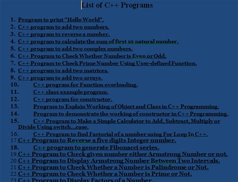 List Of C Programs