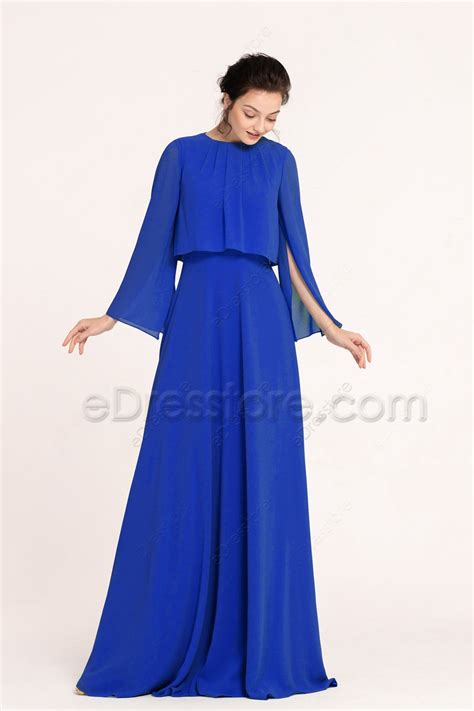 Plus Size Royal Blue Bridesmaid Dresses With Sleeves Edresstore