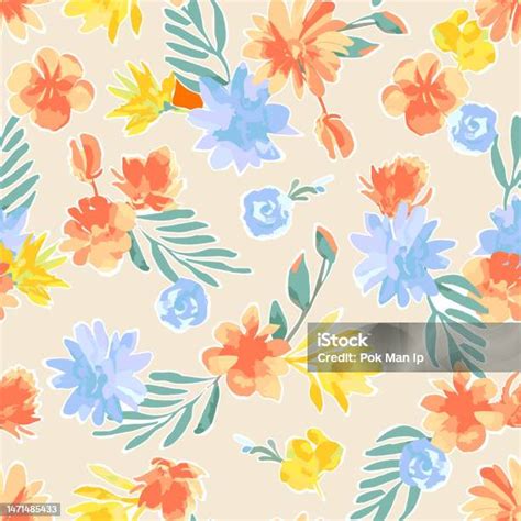 벡터 복고풍 빈티지 축제 추상 봄 또는 여름 꽃 원활한 표면 패턴 제품 직물 또는 포장지 인쇄 0명에 대한 스톡 벡터 아트 및