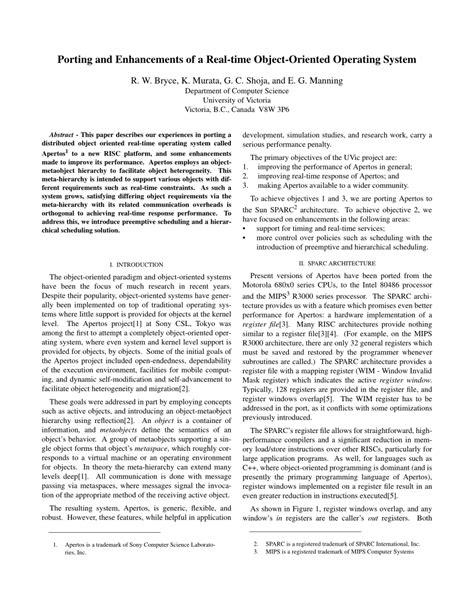 Pdf Porting And Enhancements Of A Real Time Object Oriented Operating System