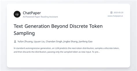 Text Generation Beyond Discrete Token Sampling Paper Details
