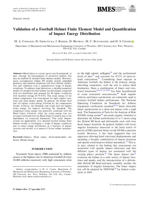 Validation Of A Football Helmet Finite Element Model And Quantification Of Impact Energy