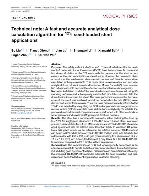 Technical Note A Fast And Accurate Analytical Dose Calculation