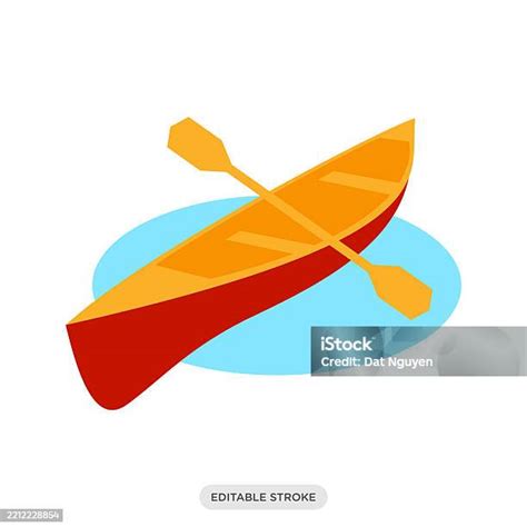 카누 아이콘입니다 패들 기호가 있는 캐나다 나무 보트 캐나다 여행 랜드마크 문화 벡터 일러스트 레이 션 색상 채우기 스타일 국립공원에 대한 스톡 벡터 아트 및 기타 이미지