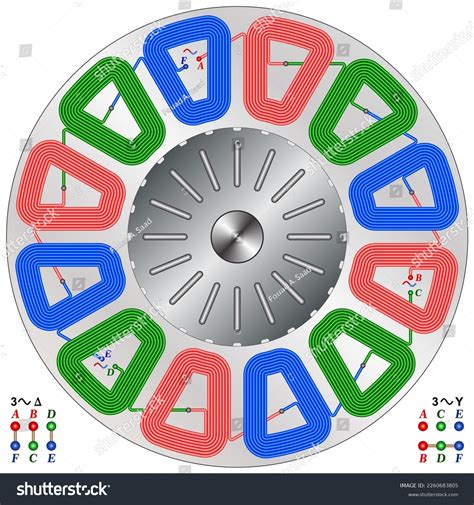 Threephase Motor Winding Diagram Delta Star Stock Vector Royalty Free 2260683805 Shutterstock