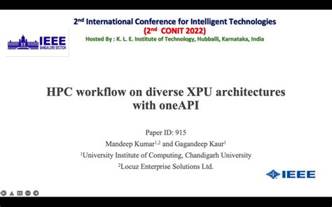 Mandeep Kumar On Linkedin Hpc Oneapi Research Ieee Conference Presentation Publication