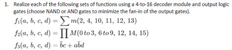Solved Realize Each Of The Following Sets Of Functions Using
